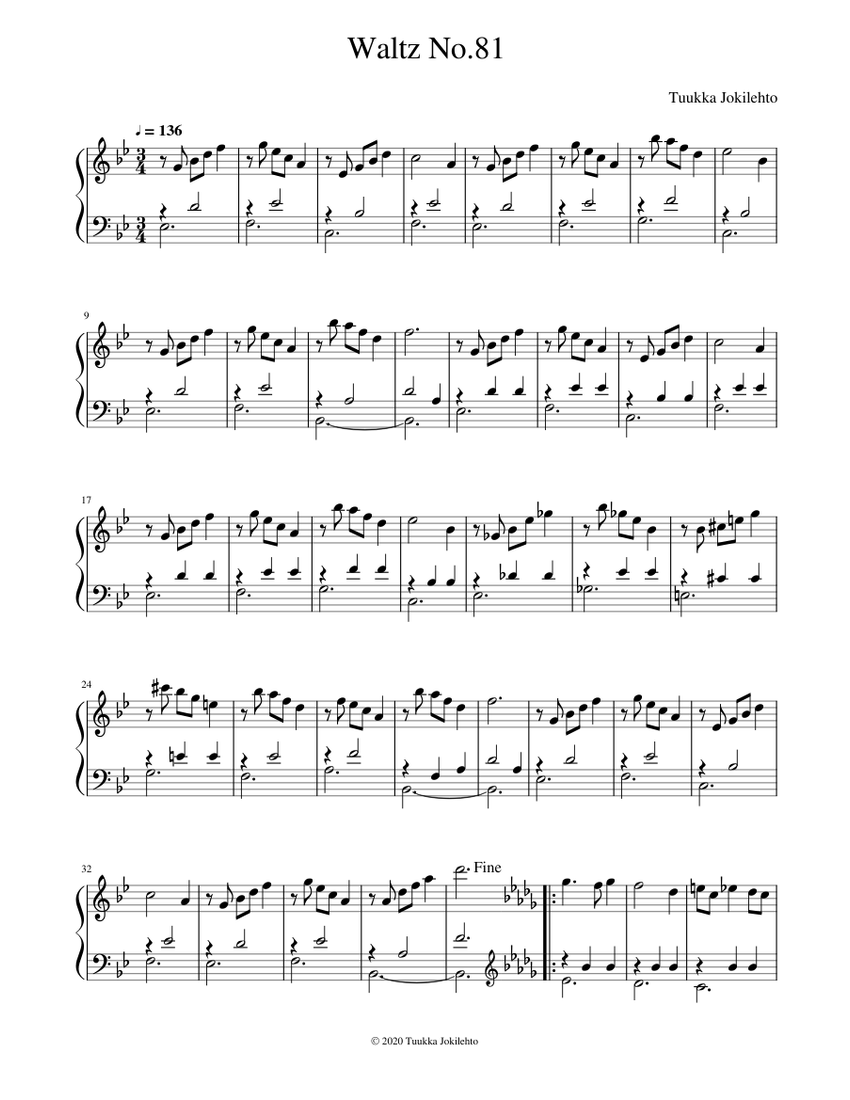 Waltz No.81 by Tuukka Jokilehto Sheet music for Piano (Solo) Easy ...