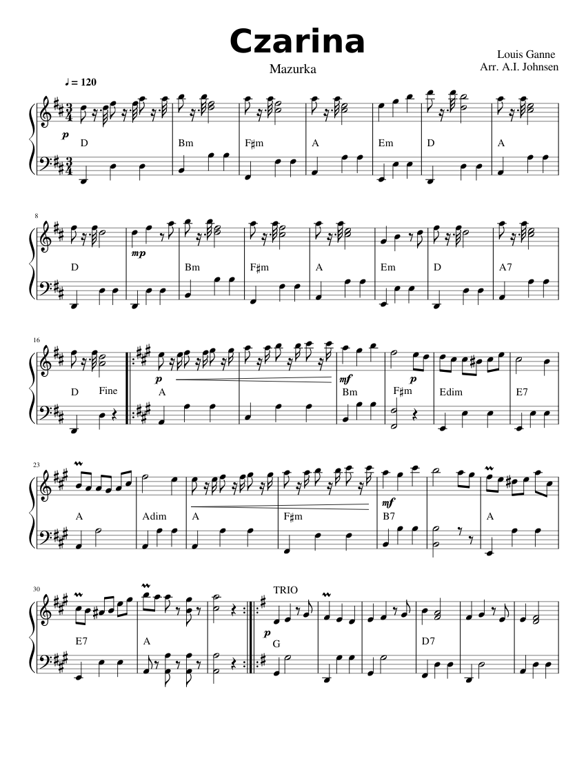 Czarina Sheet Music for Piano (Solo) | MuseScore.com