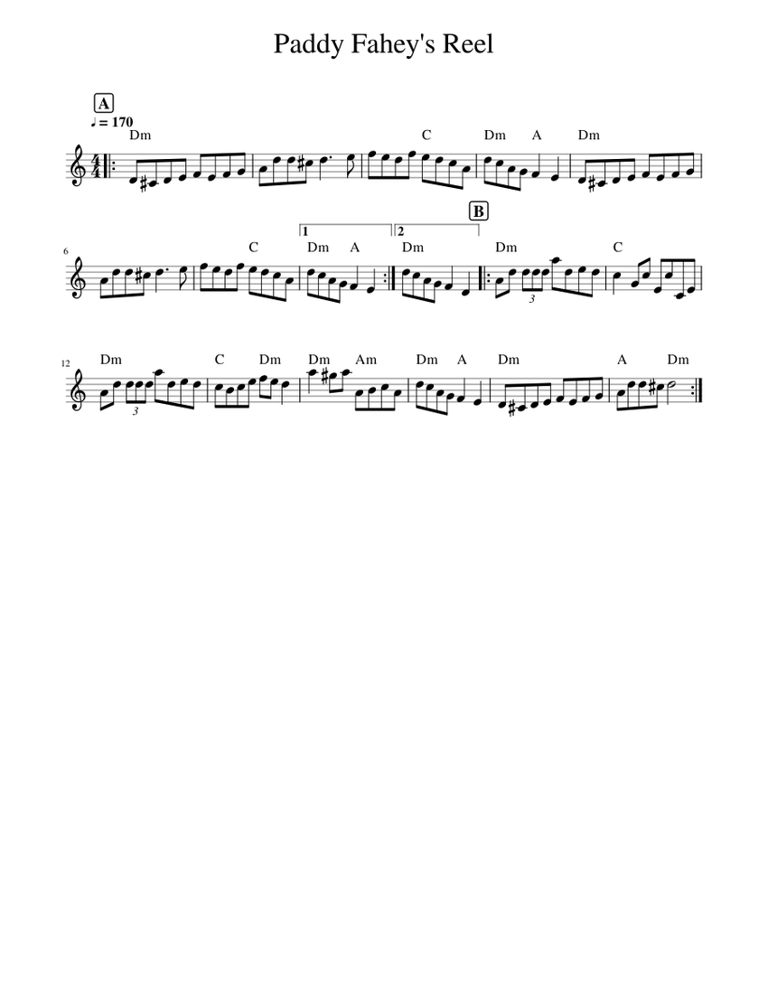Paddy Fahey's Reel Sheet Music for Piano (Solo) Easy | MuseScore.com