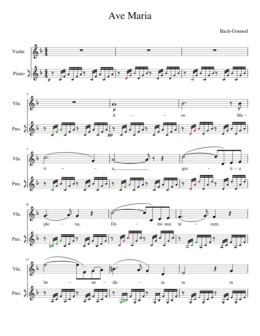 Ave Maria - Bach Gounod - Violin Sheet music for Piano, Violin (Solo ...