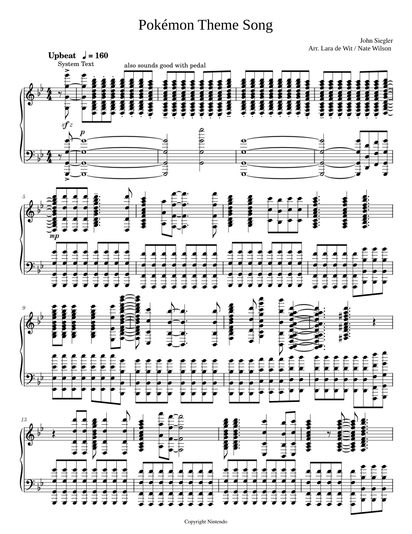 Pokémon Theme Song – Pokemon Sheet music for Piano (Solo) | Musescore.com