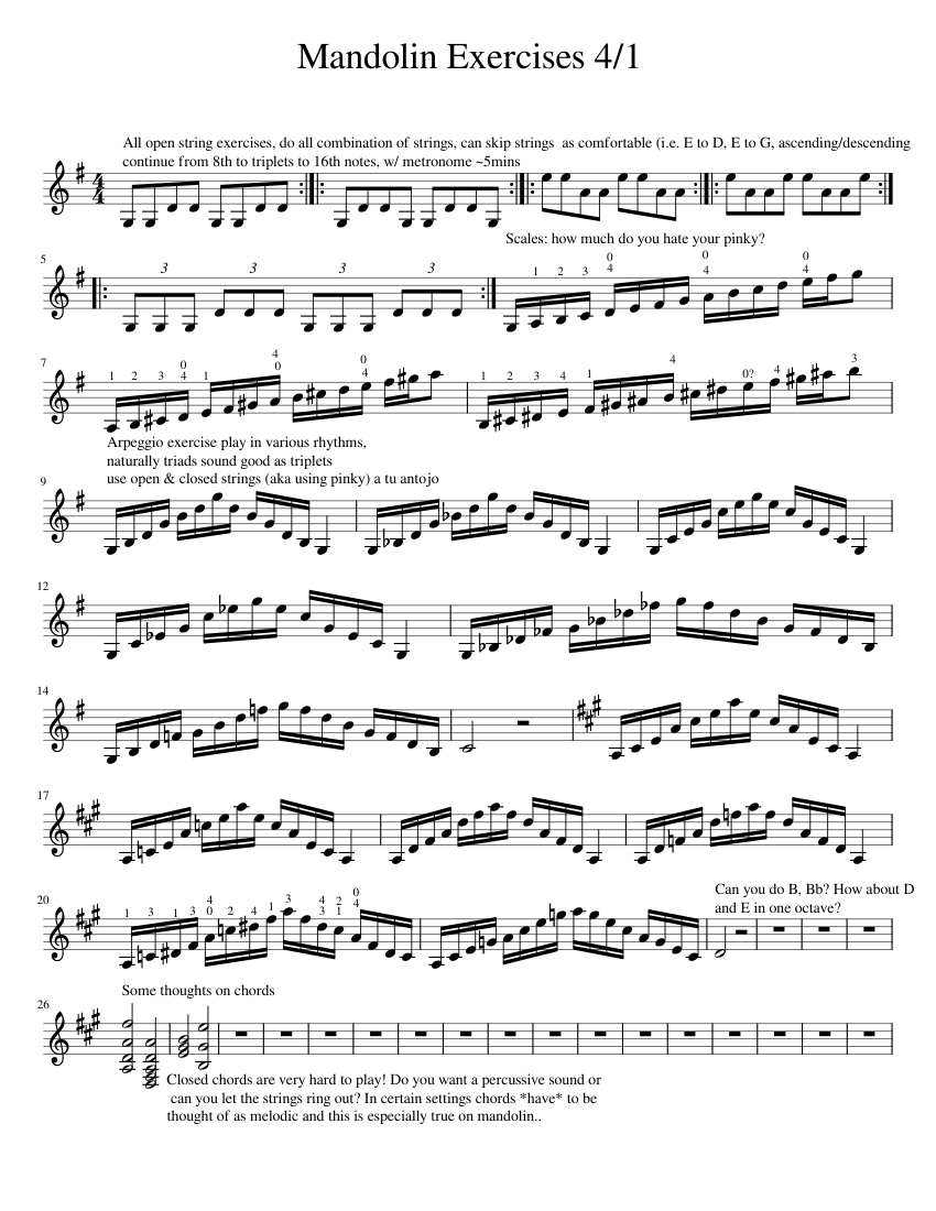 Mandolin_Exercises_4_1 Sheet music for Mandolin (Solo) | Musescore.com