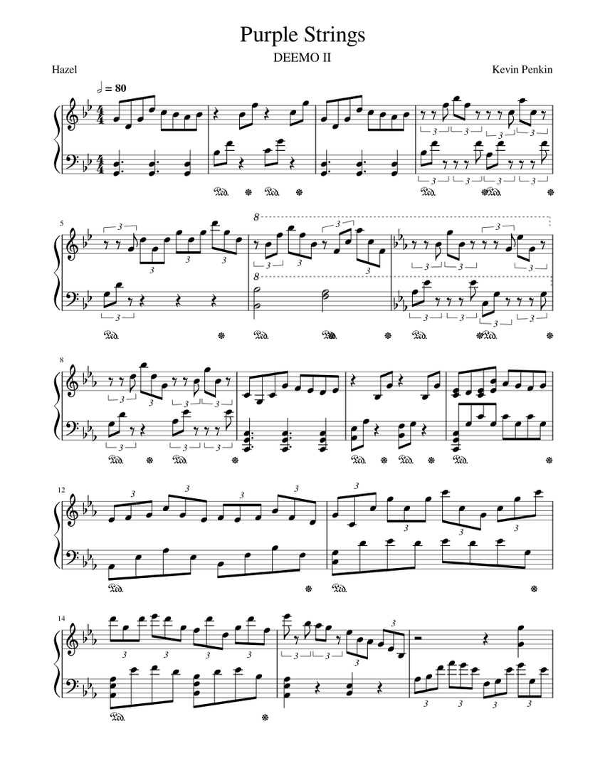 Purple Strings – Kevin Penkin - DEEMO II Sheet Music for Piano (Solo ...