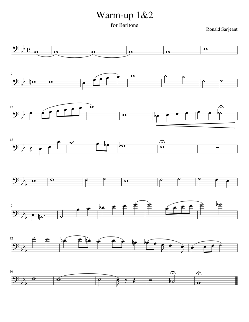 Warm-up 1&2 for Baritone Sheet Music for Piano (Solo) Easy | MuseScore.com