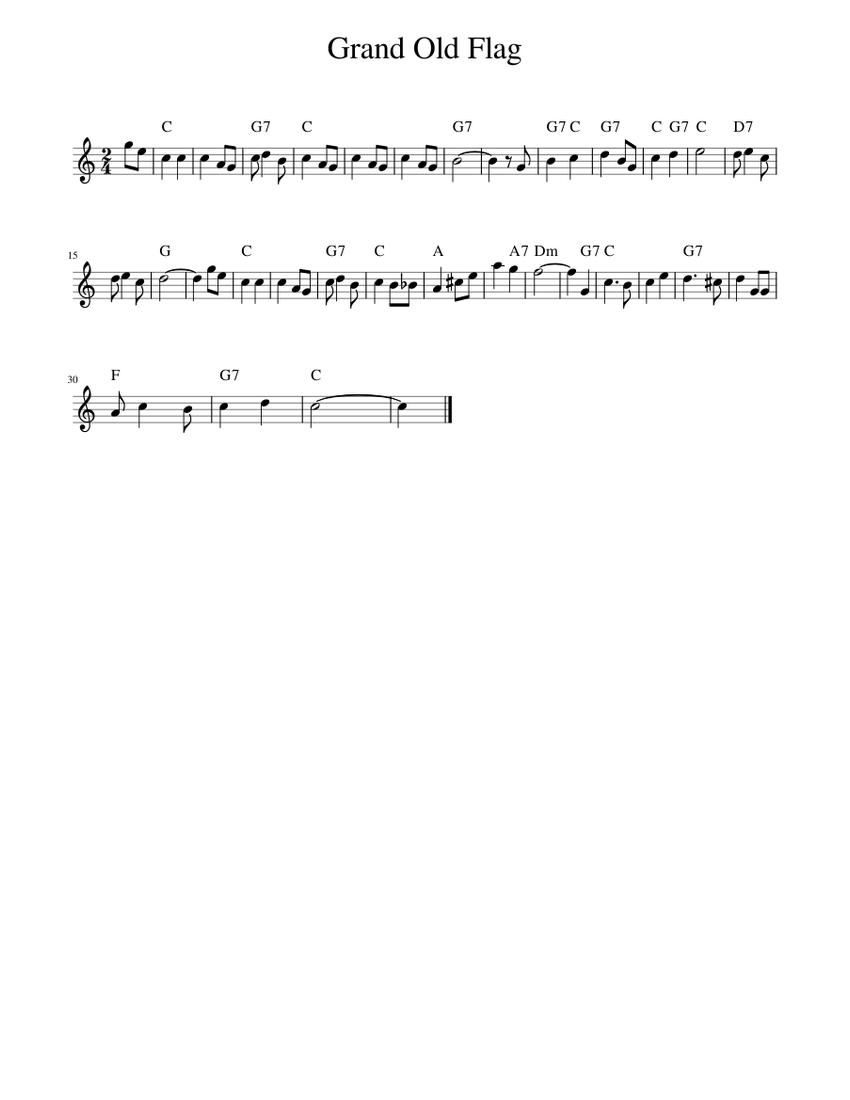 Grand Old Flag Sheet music for Piano (Solo) | Musescore.com