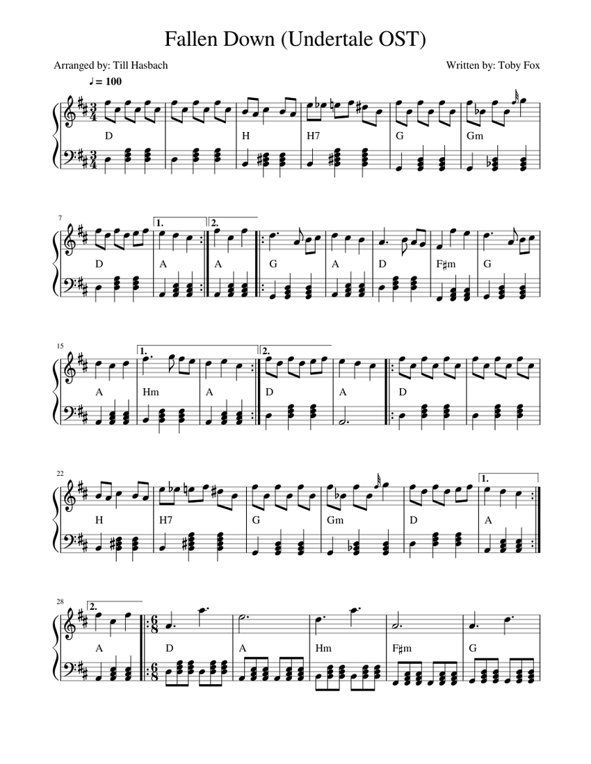 Fallen down Sheet Music with Chords for Piano (Solo) easy | MuseScore.com