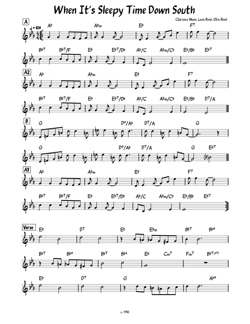 When It's Sleepy Time Down South Sheet music for Piano (Solo) Easy ...