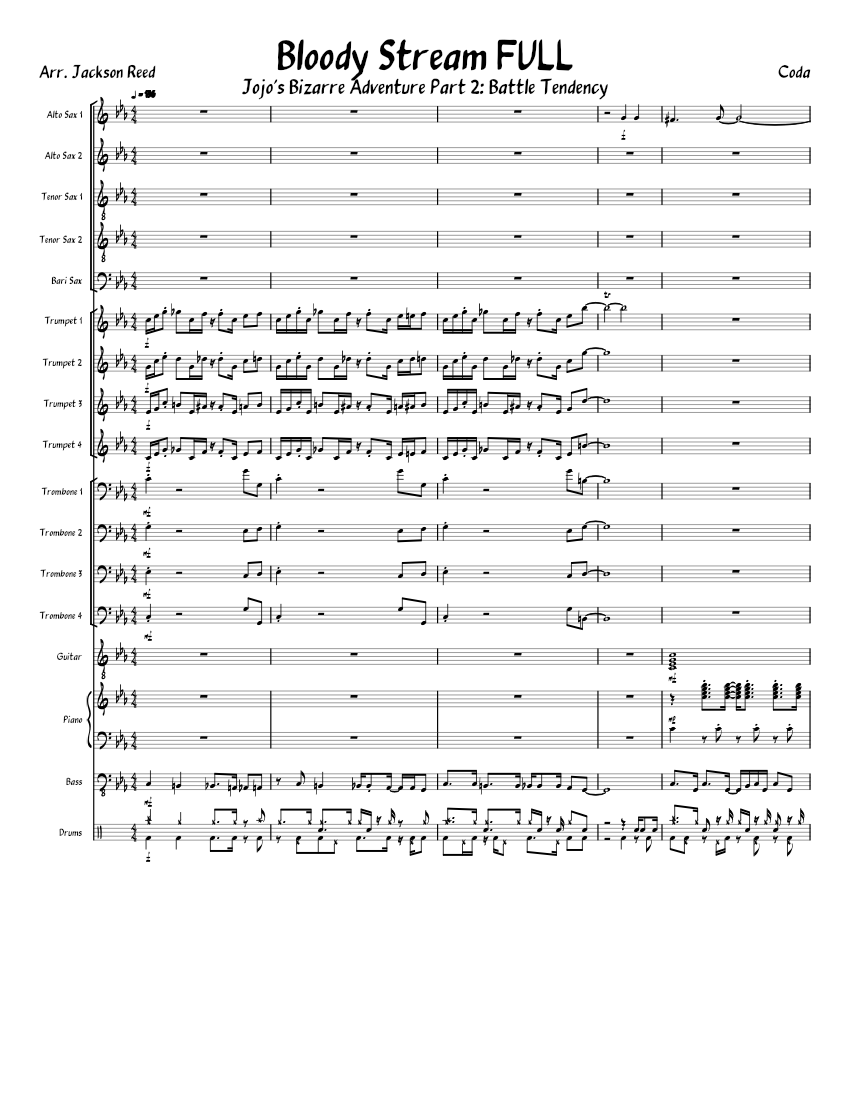 Bloody Stream for Big Band Sheet Music for Piano, Trombone, Saxophone ...