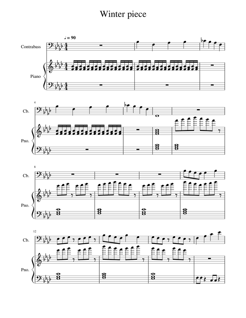 Winter Piece Sheet music for Piano, Contrabass (Solo) | Musescore.com
