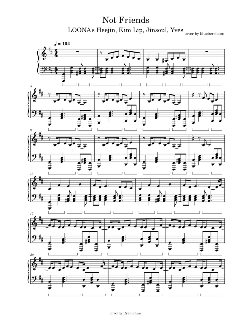 Not Friends – LOONA (이달의 소녀) Sheet music for Piano (Solo) | Musescore.com