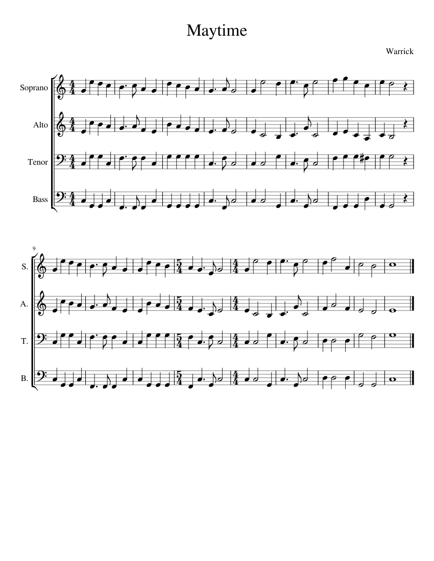 Maytime Sheet music for Soprano, Alto, Tenor, Bass voice (SATB ...