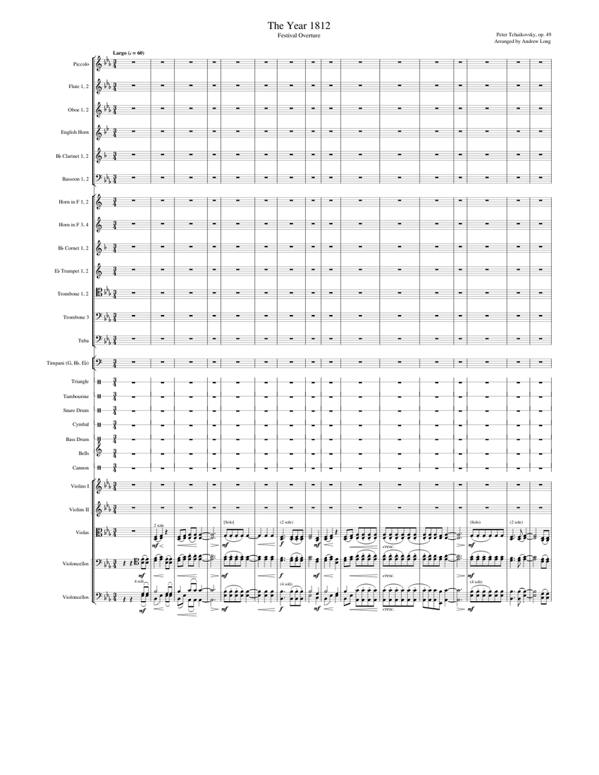 The 1812 Overture Sheet music for Trombone, Cornet, Tuba, Tambourine ...