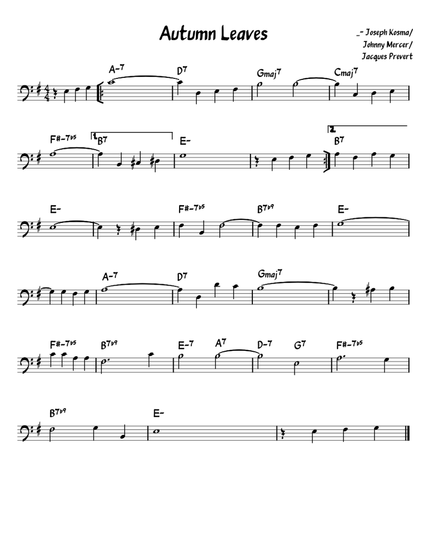 Autumn Leaves Sheet music for Piano (Solo) Easy | Musescore.com