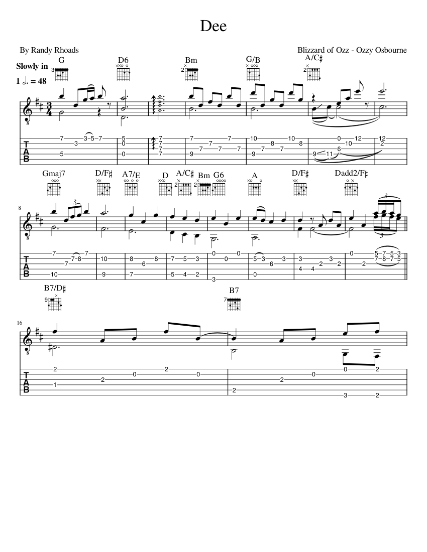 Dee Sheet music for Guitar (Solo) | Musescore.com