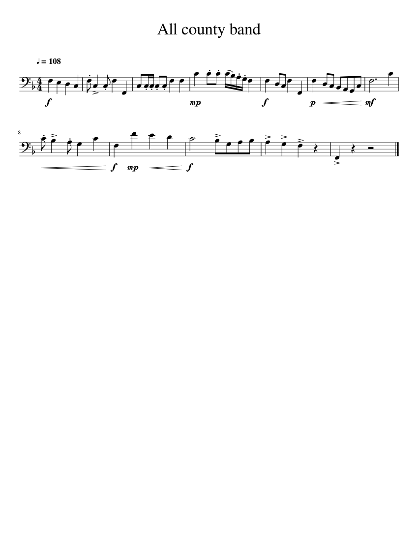 All county band Sheet music for Euphonium (Solo) | Musescore.com