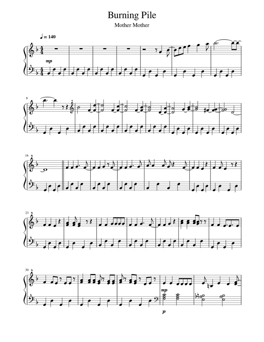 Burning Pile Sheet music for Piano (Solo) | Musescore.com