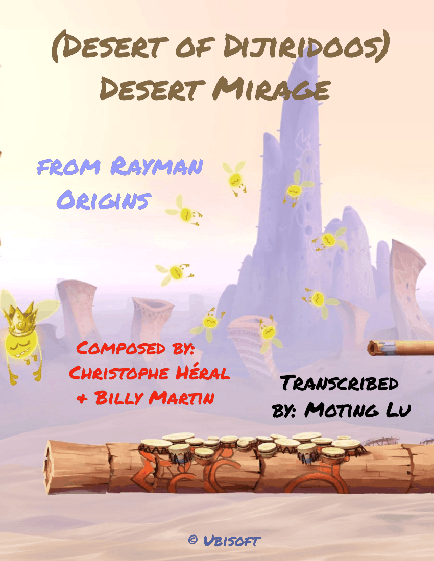 Desert Mirage – Rayman Origins Sheet music for Bass guitar, Drum group ...