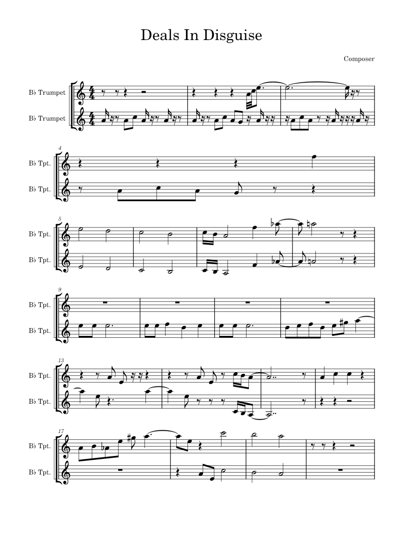 Deals In Disguise Sheet music for Trumpet in b-flat (Brass Duet ...