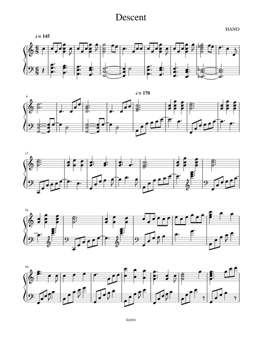 Descent Sheet Music for Piano (Solo) | MuseScore.com