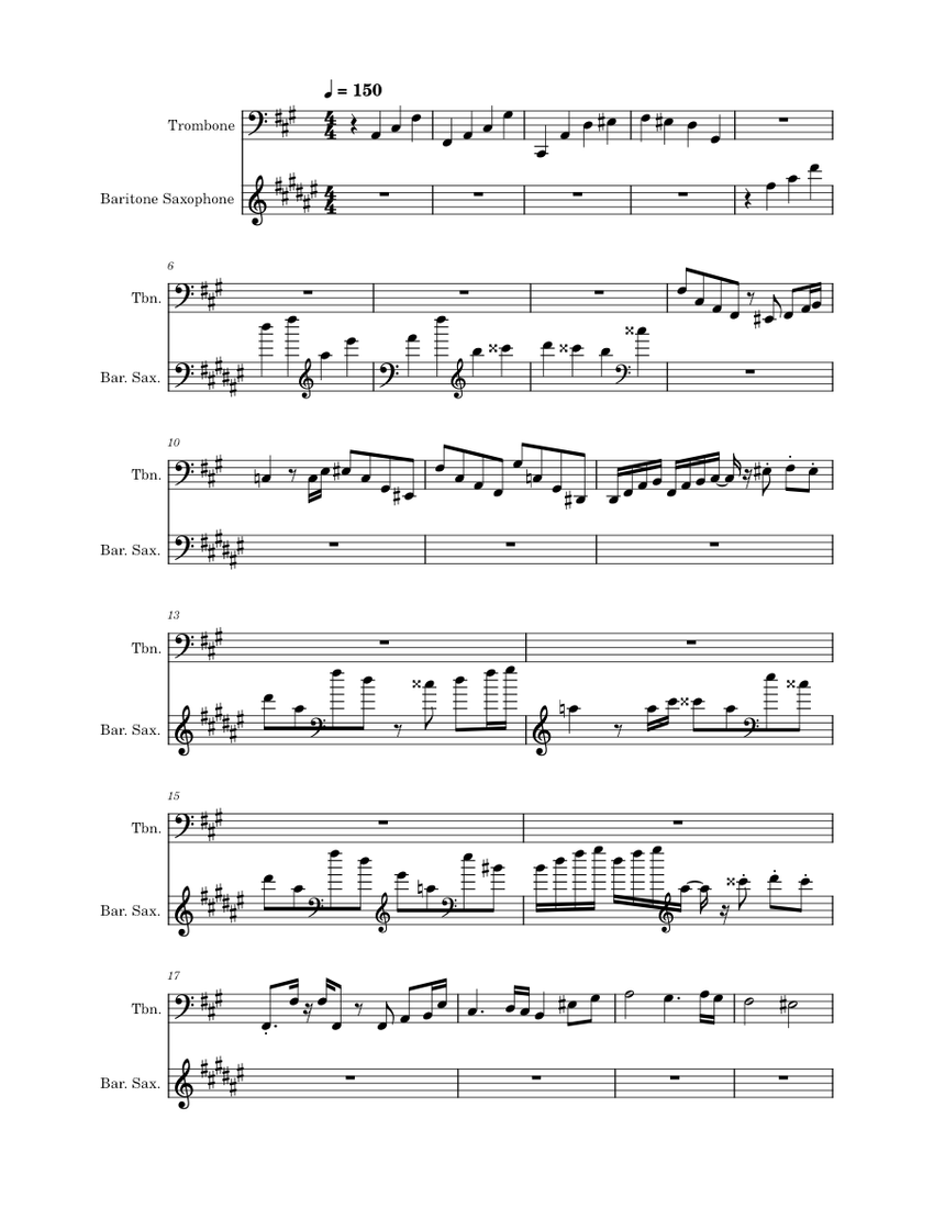 black sun Sheet music for Trombone, Saxophone baritone (Mixed Duet ...