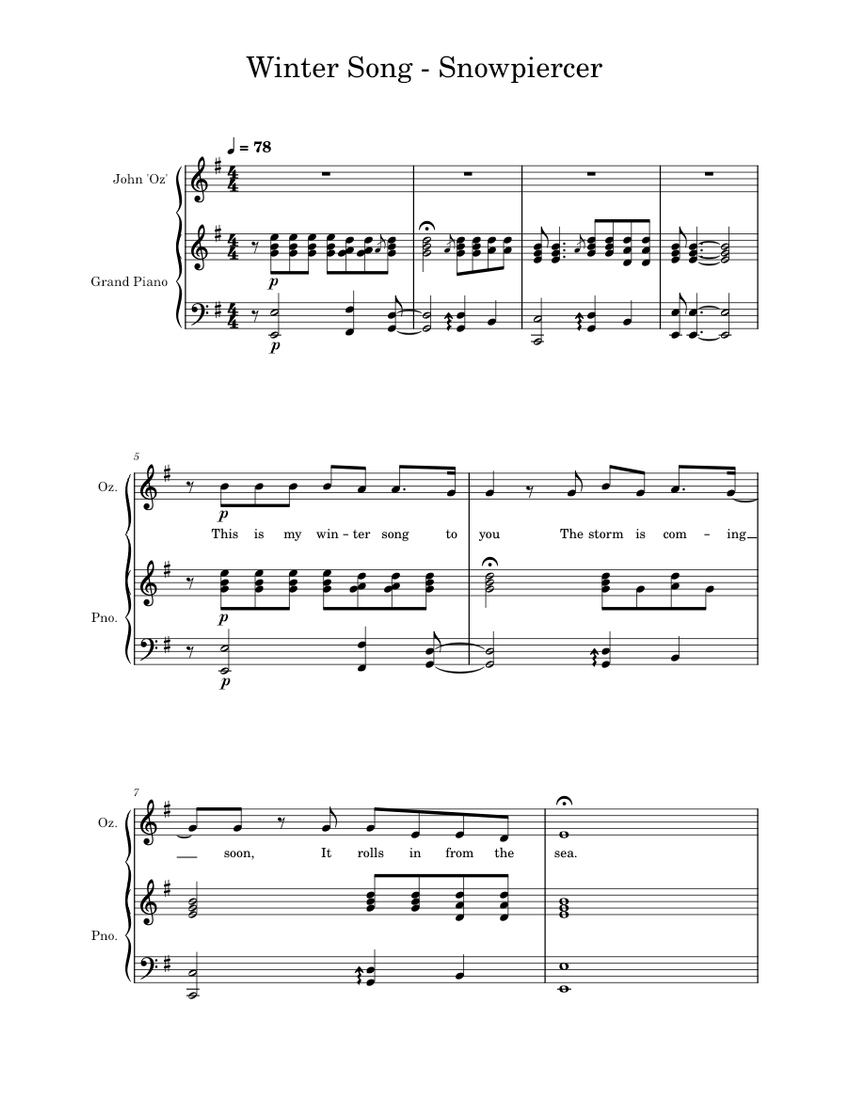 Winter Song – Sam Otto Sheet Music for Piano (Solo) | MuseScore.com