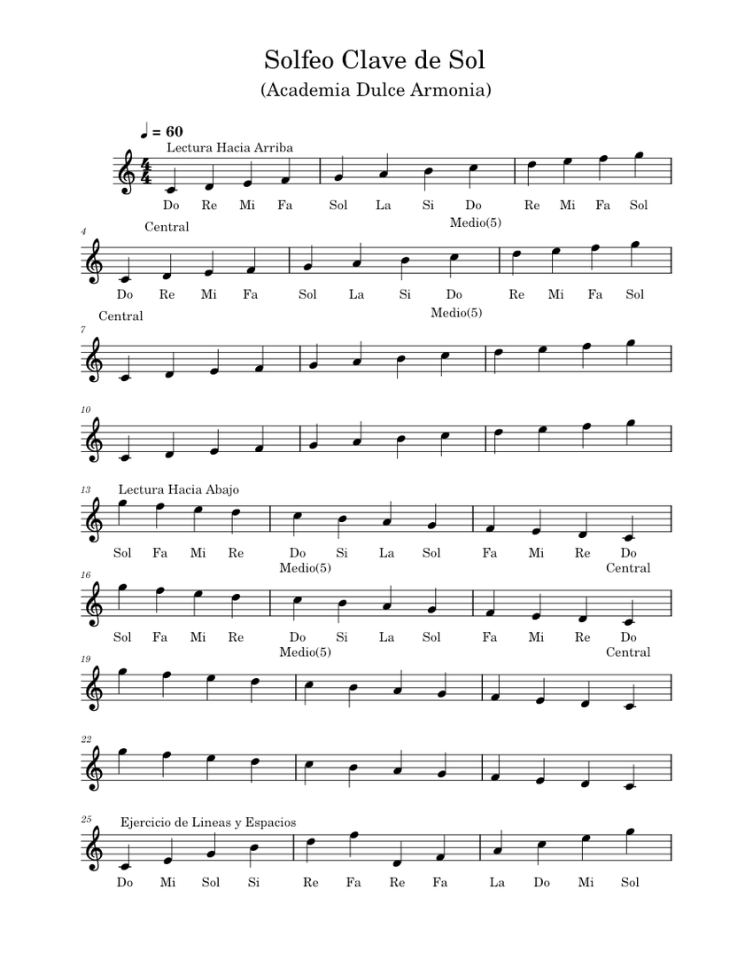 Solfeo Clave de Sol Sheet music for Piano (Solo) | Musescore.com