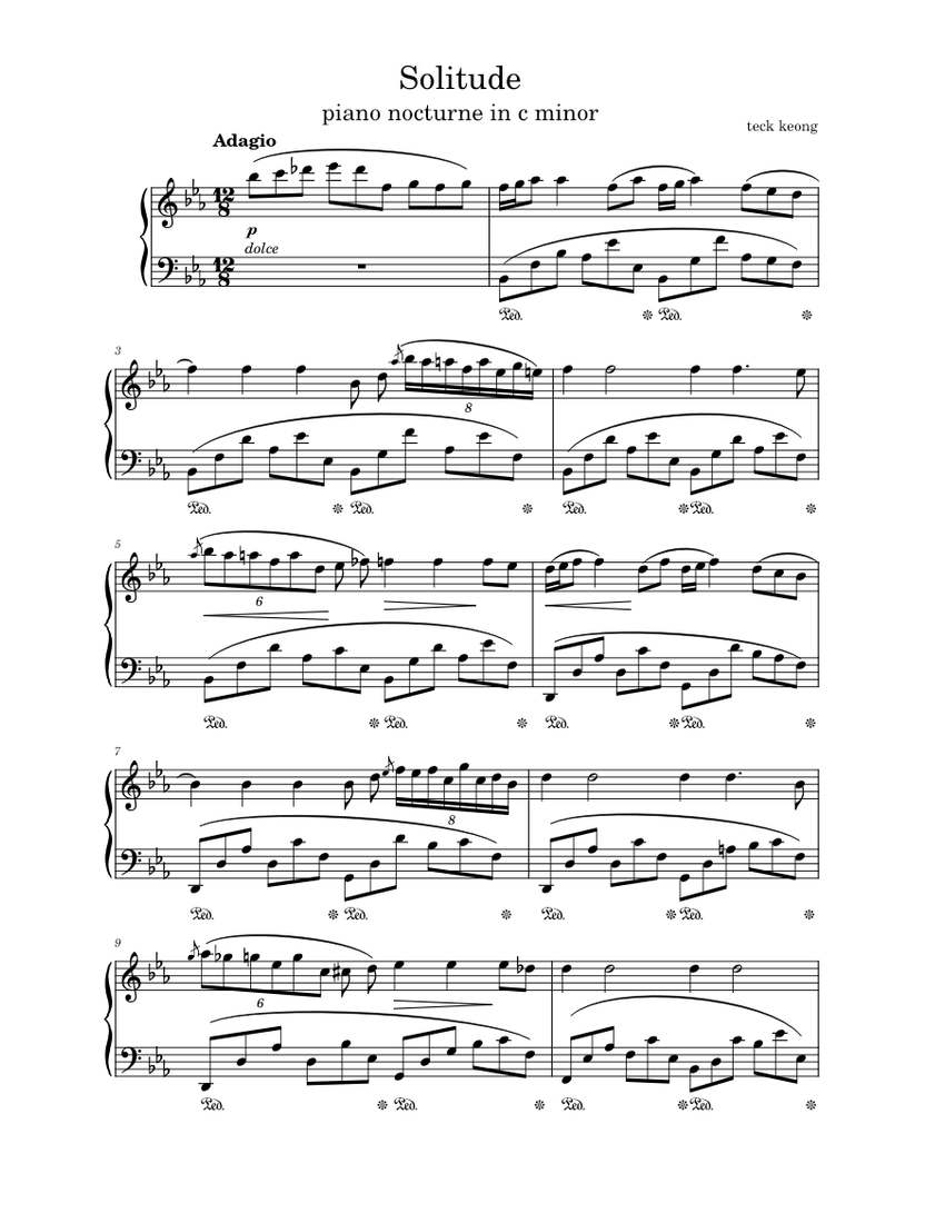 Solitude - teckkeong Sheet music for Piano (Solo) | Musescore.com