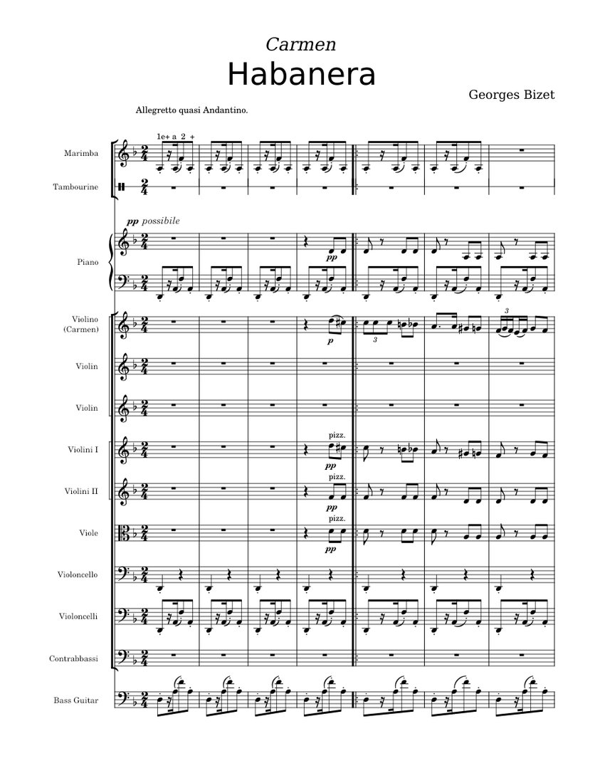 Habanera (Carmen) – Georges Bizet Habanera Sheet music for Piano ...