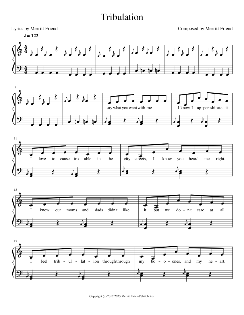 Tribulation Sheet music for Piano (Solo) | Musescore.com