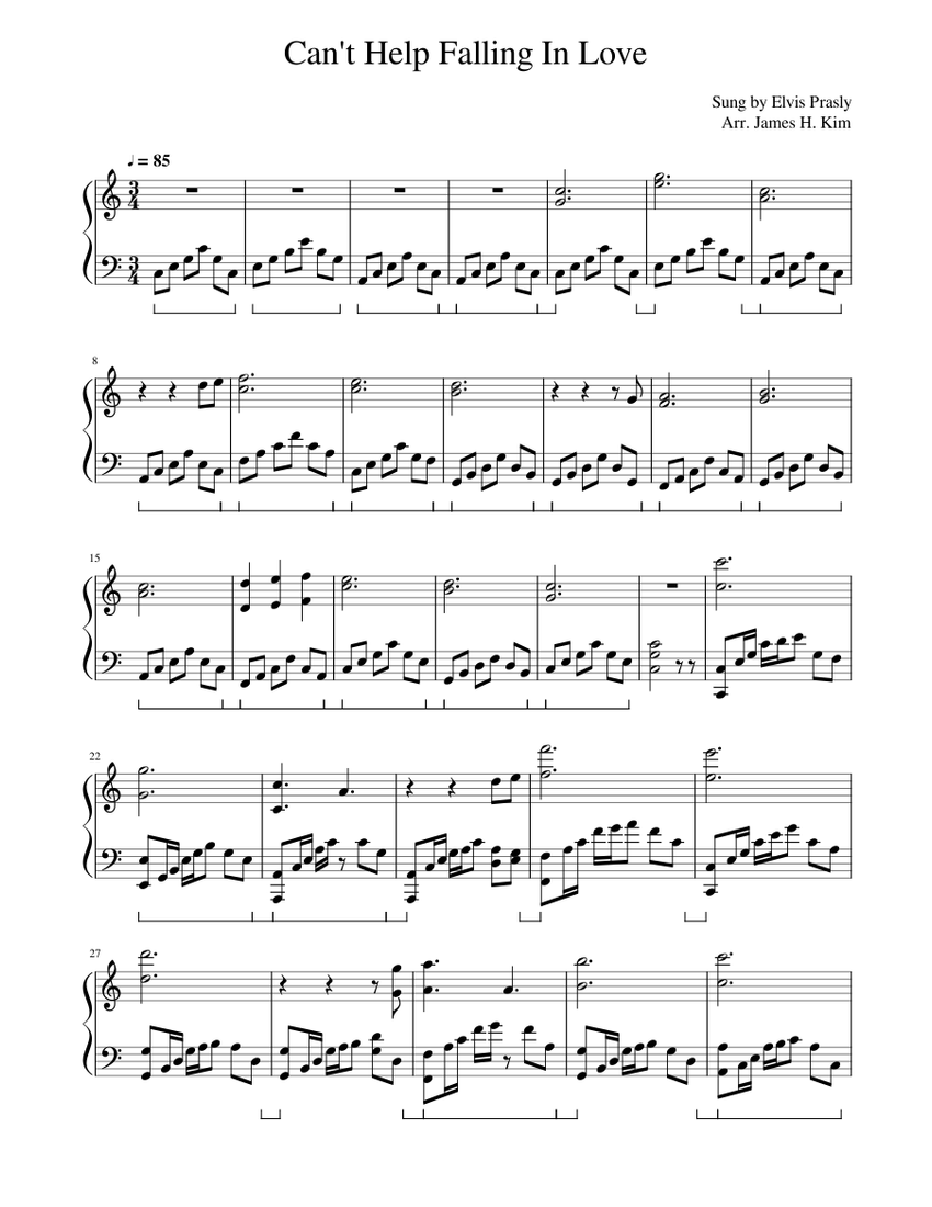 Can't Help Falling In Love Sheet music for Piano (Solo) | Musescore.com
