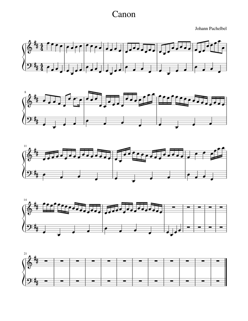 canon Sheet music for Piano (Solo) | Musescore.com