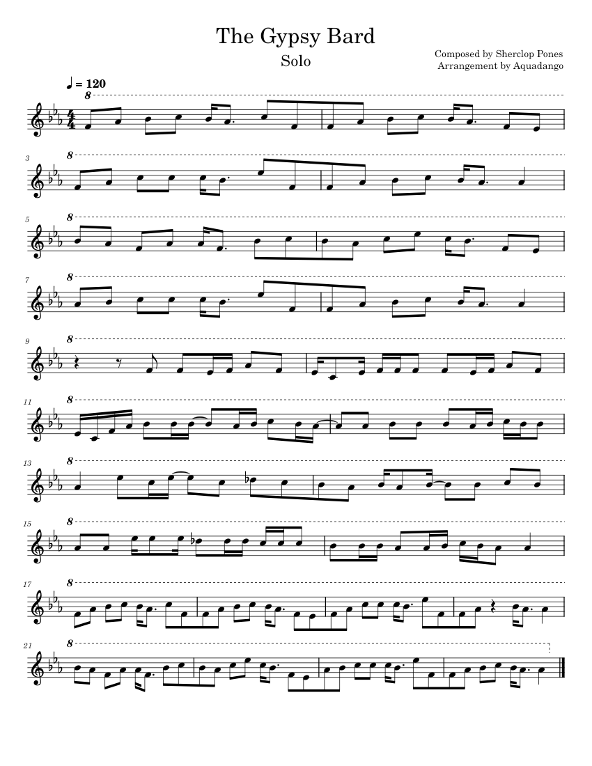 The Gypsy Bard Solo Sheet Music for Piano (Solo) Easy | MuseScore.com