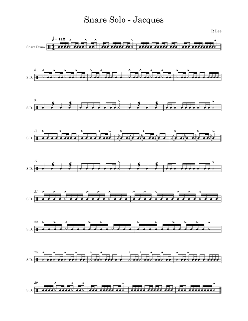 Snare Solo -Jacques- Sheet music for Snare drum (Solo) | Musescore.com