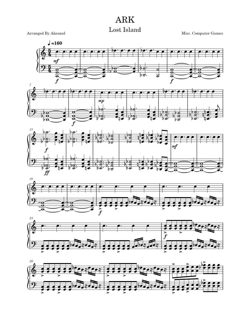ARK: Lost Island Theme – Misc Computer Games Sheet music for Piano ...
