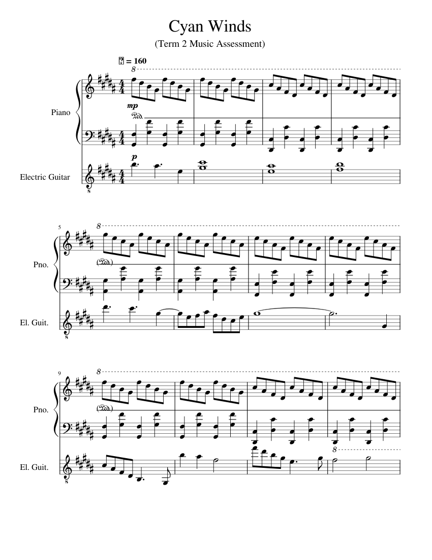 Cyan Winds - piano tutorial