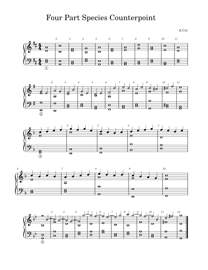 Four Part Species Counterpoint Exercises - piano tutorial
