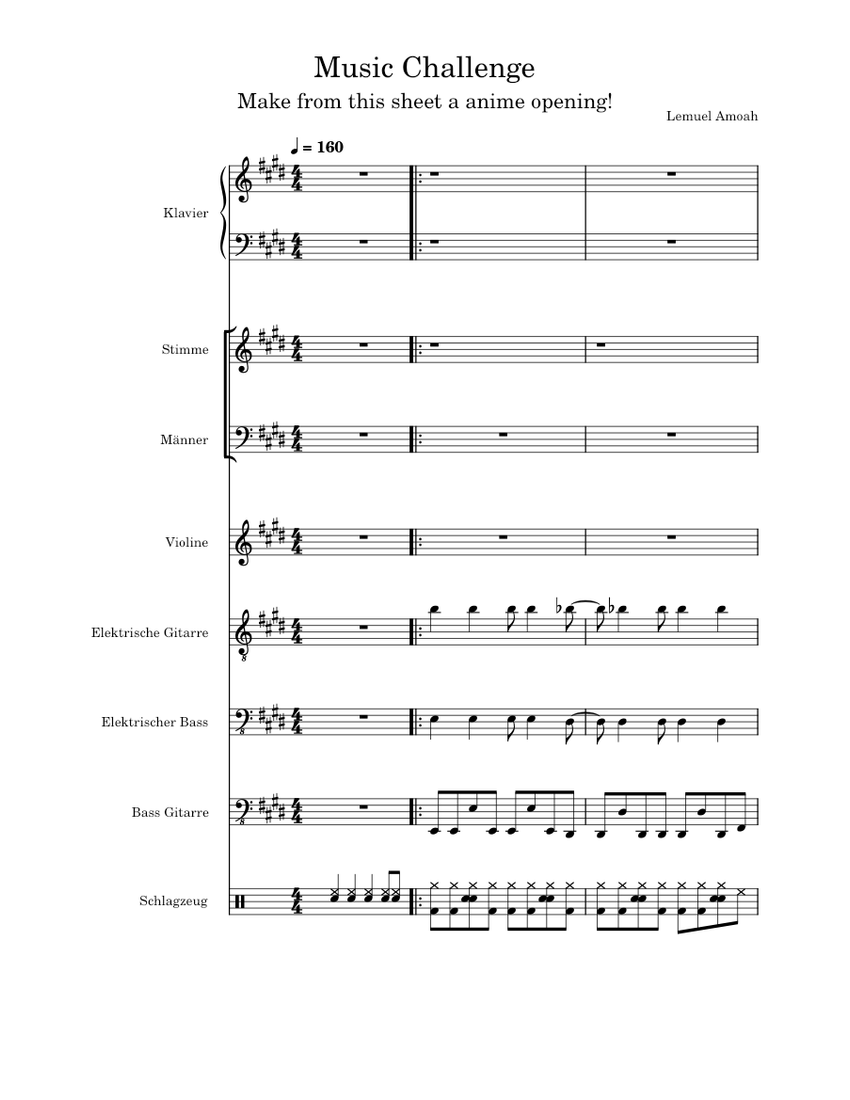 Music Challenge (2.0) Sheet music for Piano, Vocals, Male, Violin ...