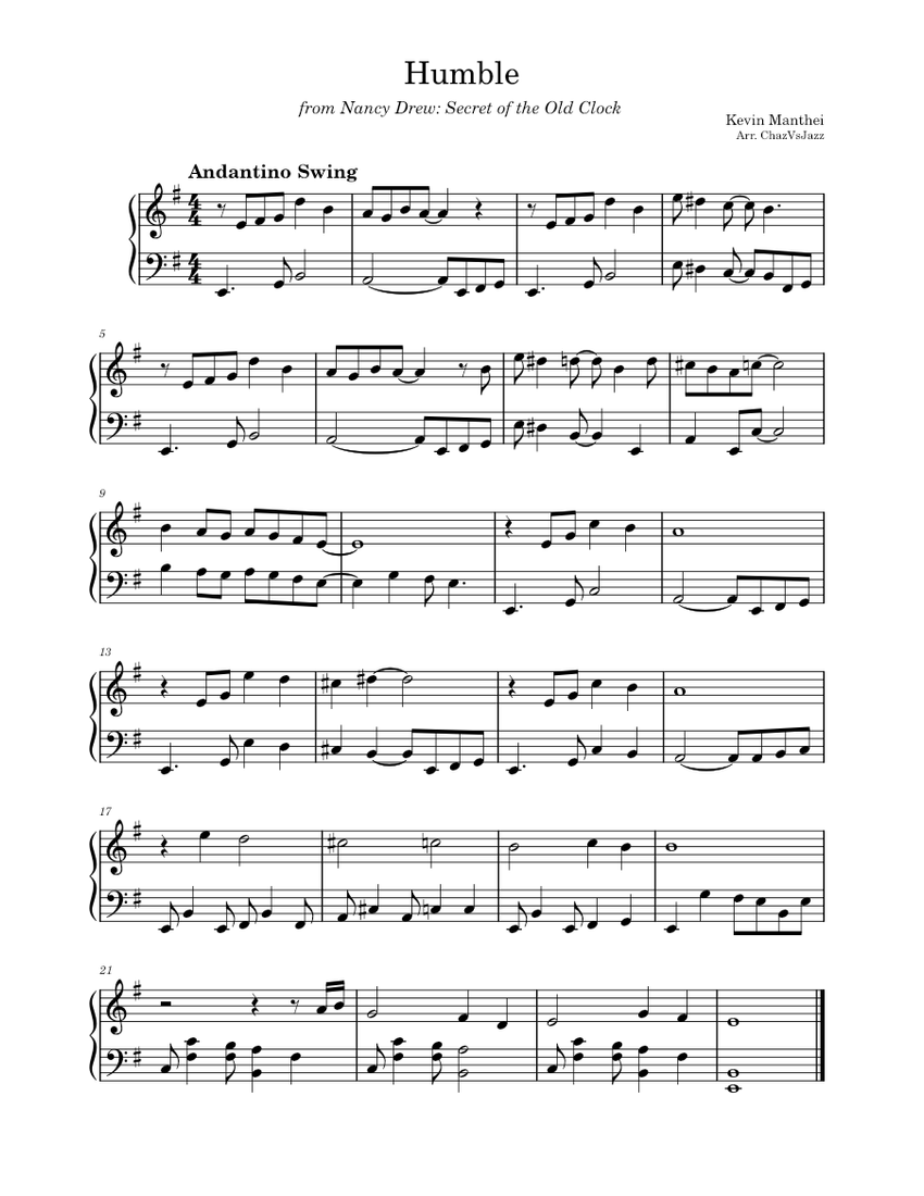 Humble Sheet music for Piano (Solo) Easy | Musescore.com