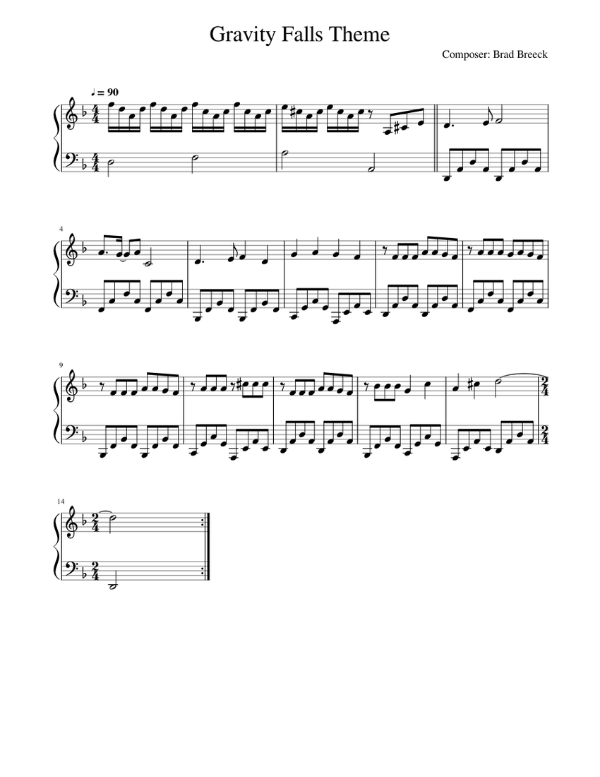 Gravity Falls Theme Sheet music for Piano (Solo) Easy | Musescore.com