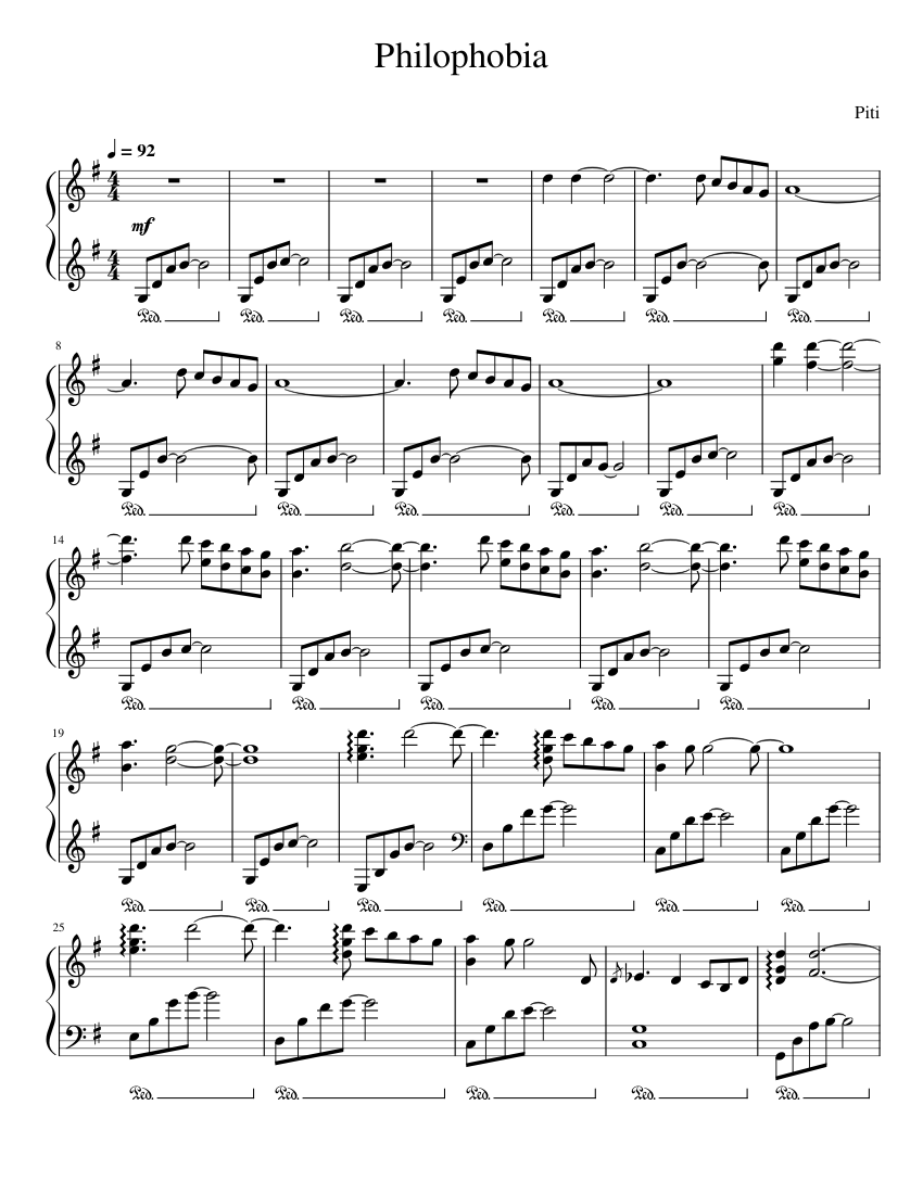 Philophobia Sheet Music for Piano (Solo) | MuseScore.com