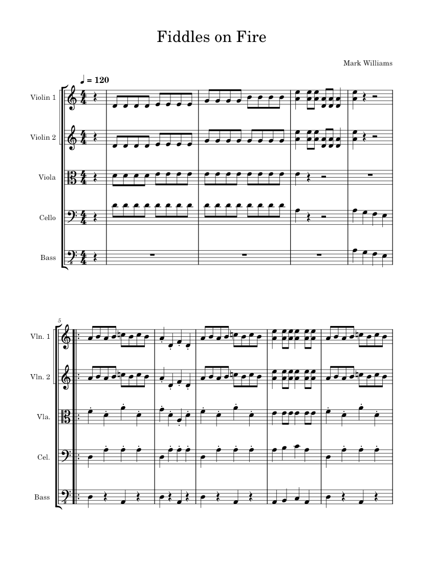 Fiddles on Fire – Mark Williams Fiddles on Fire Sheet Music for ...