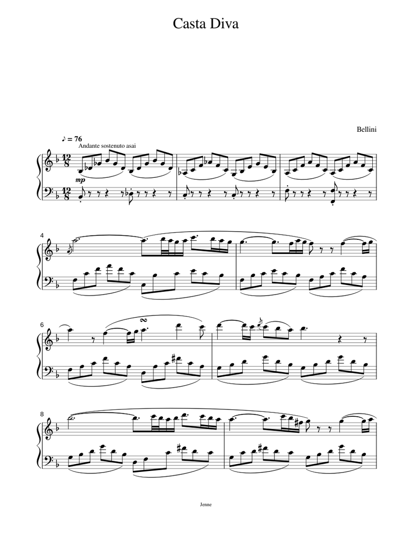 casta diva piano1 Sheet Music for Piano (Solo) | MuseScore.com