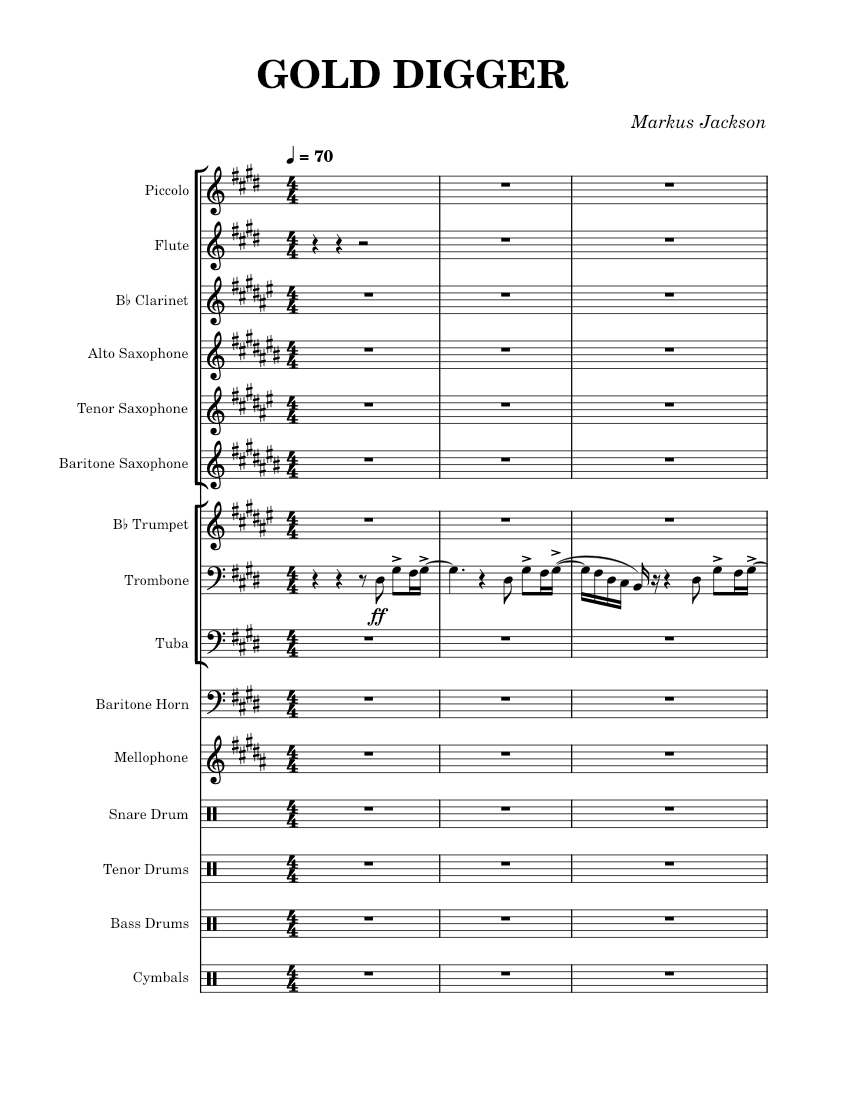 Gold Digger - GK (Incomplete) Sheet Music for Trombone, Tuba ...