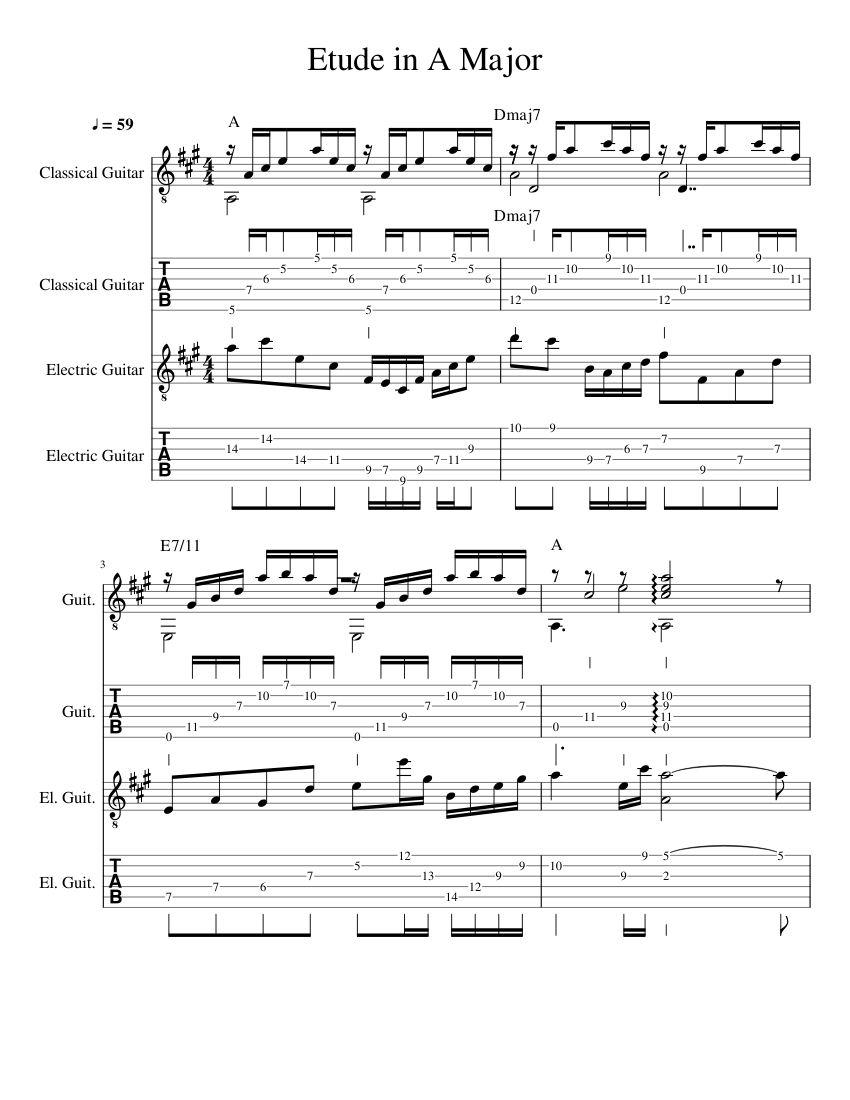 Etude in A Major - piano tutorial