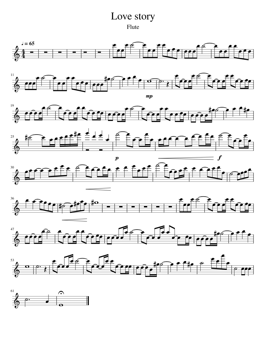 Love story Sheet music for Flute (Solo) | Musescore.com