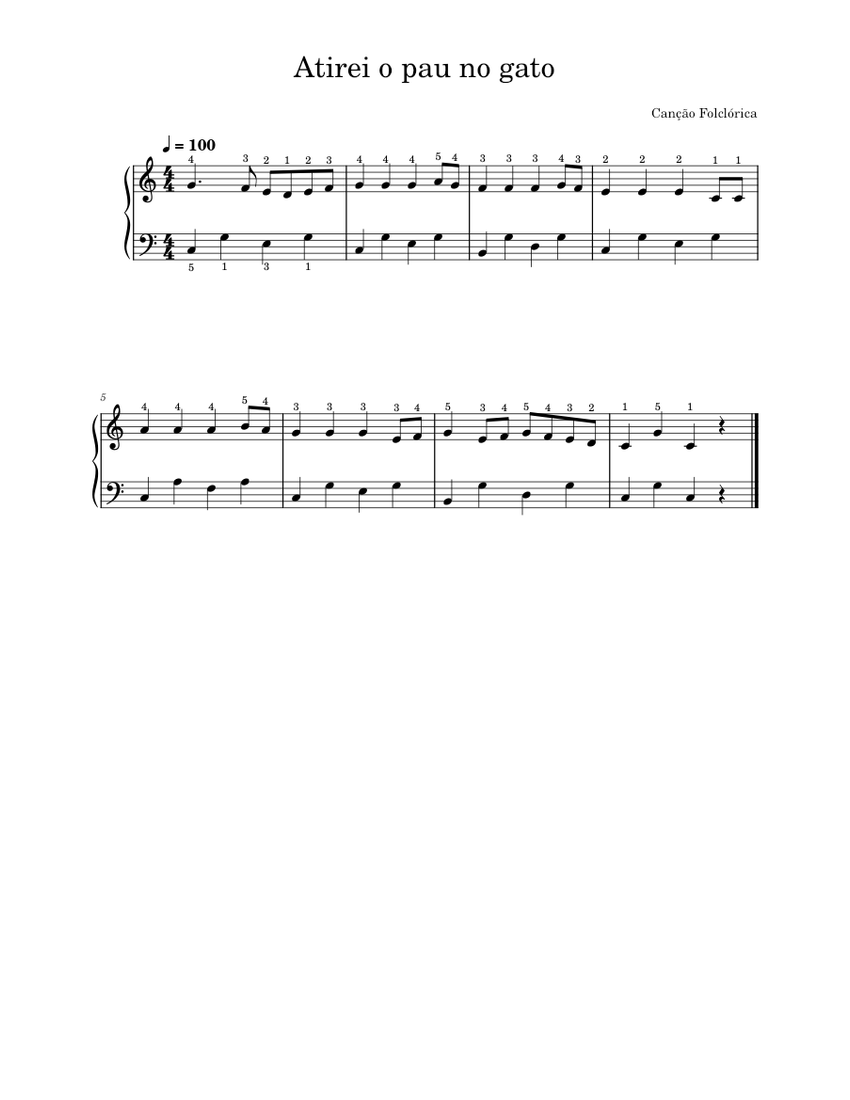 Atirei o pau no gato – Misc Traditional Atirei_o_pau_no_gato Sheet ...