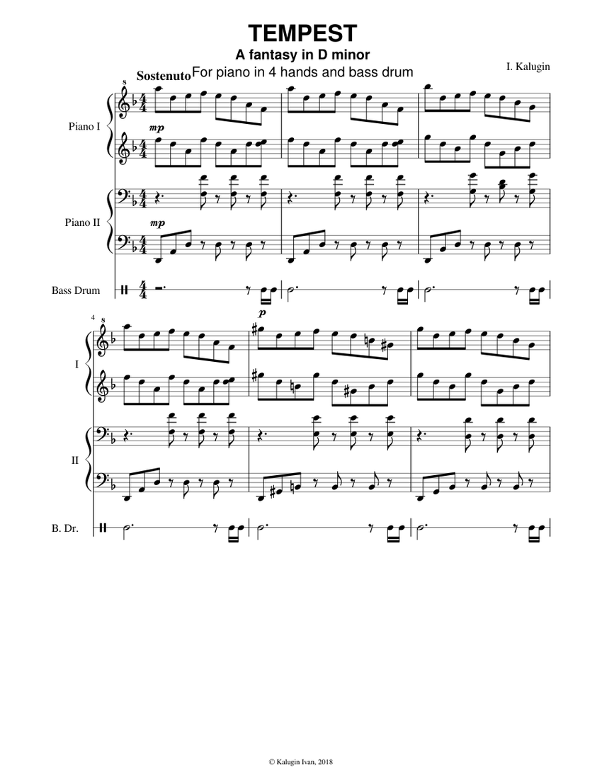 Tempest Sheet music for Piano, Bass drum (Mixed Trio) | Musescore.com