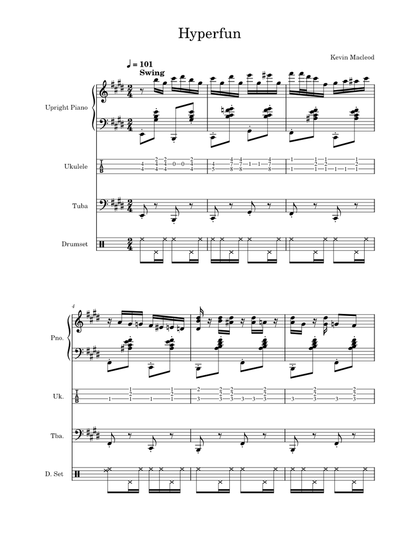 Hyper Fun Sheet music for Piano, Tuba, Drum group, Ukulele (Jazz Band ...