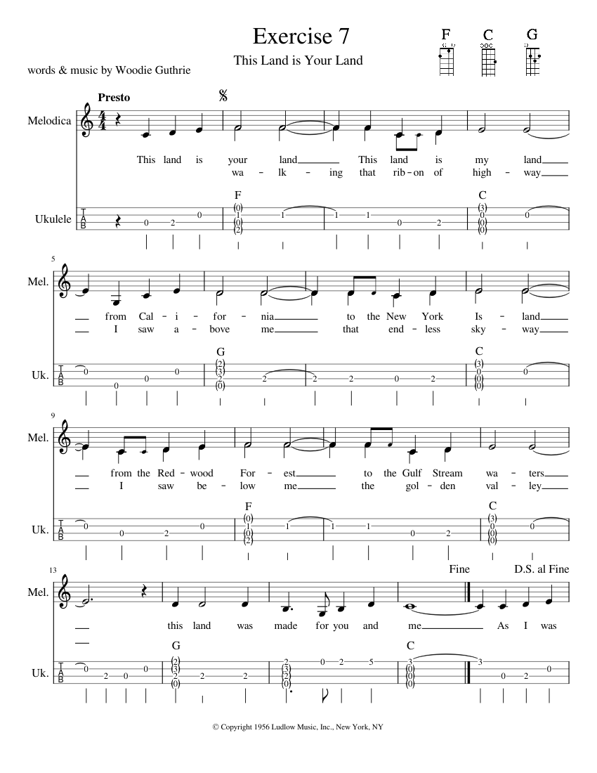 This land is your land – Misc Traditional Sheet Music and Tab with ...