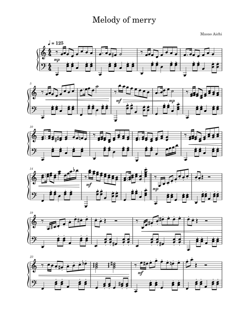 Melody of merry Sheet music for Piano (Solo) | Musescore.com